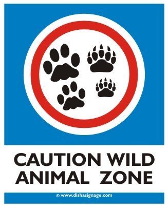 Caution Wild Animal Zone Sign Board : Amazon.in: Office Products