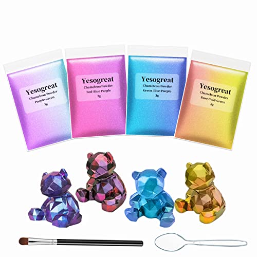 Chameleon Powder, 4 Pack Color Shift Mica Powder for Epoxy Resin ...