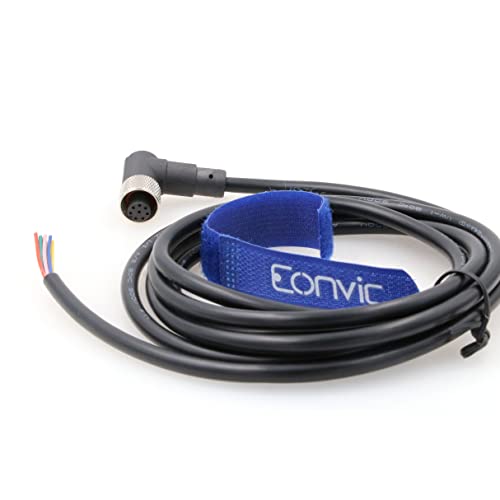 Eonvic M12 8 Pin Female Right Angle Industrial Sensor Connector Cable ...