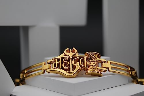 Buy Dharmsaar Mahadev Trishul Dmaru Golden Bracelet, Trishul Lord Shiva ...