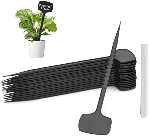 Whaline 100 Pcs Plant Labels Black T-Type Markers, Plastic Garden Tags ...