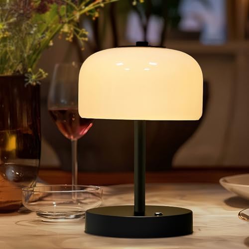 PORTRES Cordless Table Lamp Rechargeable Battery Operated Mushroom lamp ...