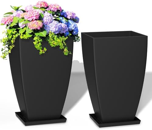 VEVOR Set of 2 Tall Outdoor Planters 22inch, Large Planters for Outdoor ...