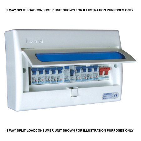Protek 12 Way Split Load Board C/w 100A Isolator, 63A 30mA RCD & 12 ...