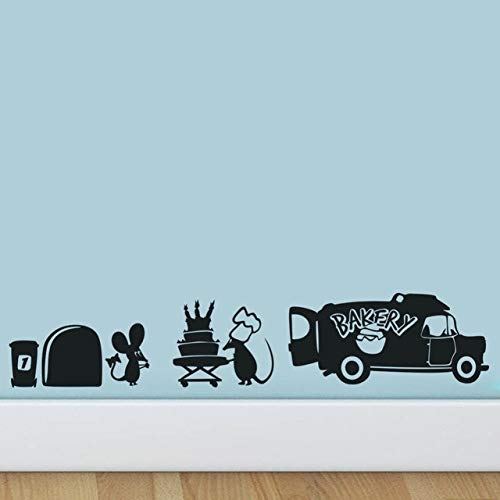 cute cartoon kitchen wall sticker bakery mouse sending cake wall Decal ...