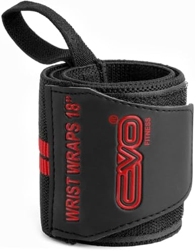 EVO Fitness Pair of 18” Deep Black Weight Lifting Wrist Wraps Support ...