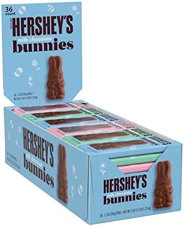 Amazon.com : HERSHEY'S Milk Chocolate Bunnies, Easter Candy Packs, 1.2 ...