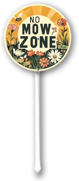 Amazon.com : Uptell No Mow Zone Sign For Yard With Stake Garden Sign ...
