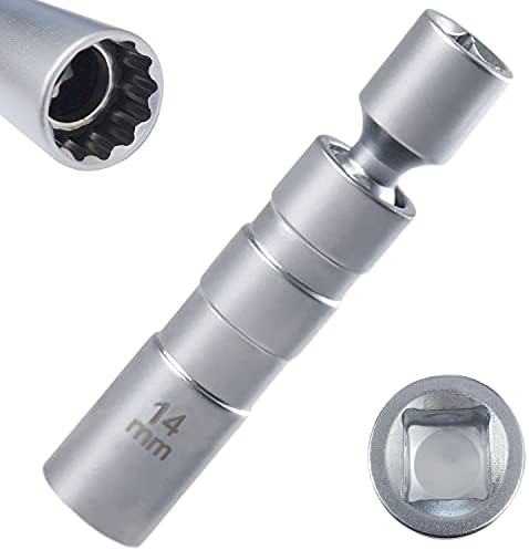 QISF 14mm Spark Plug Socket - Magnetic Universal Joint Flexible Spark ...