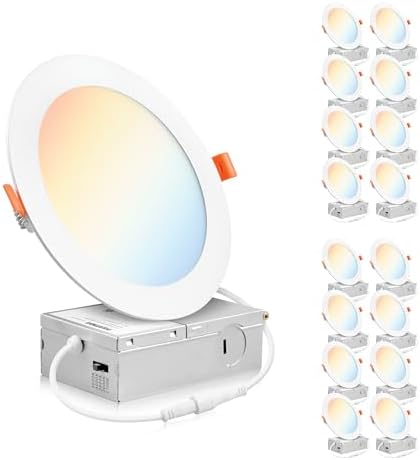 PARMIDA (6 Pack) 3 Inch Square 5CCT Ultra-Thin LED Recessed Lighting ...