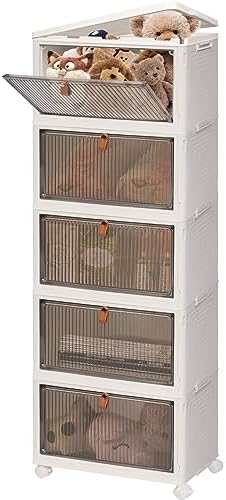 UHAPEER 5 Tier Stackable Storage Bins with Lids, 115Qt (109L), Plastic ...