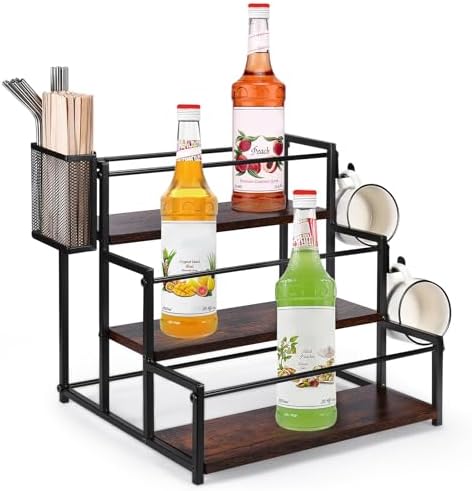 Amazon.com: VOOTTOU Coffee Syrup Organizer for Coffee Bar, 2-Tier ...