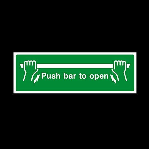 Push bar to open 300x100mm Sticker/Self Adhesive Sign - Fire/Emergency ...
