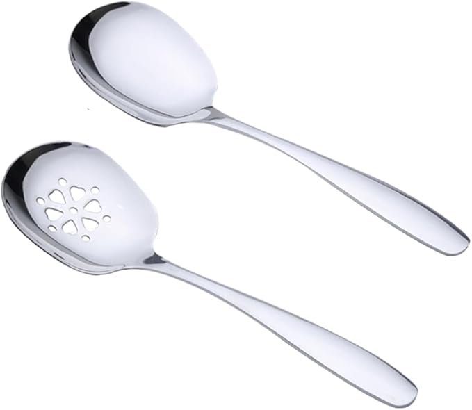 Amazon.com: CISHNOU Serving Spoons x 2, Slotted Spoons x 2, 8.46 inches ...
