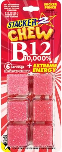 Amazon.com: STACKER 2 Stacker2 Chew: B12 10,000% - 6 Gummies Blister ...