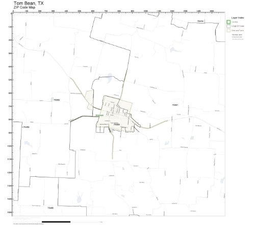 ZIP Code Wall Map of Tom Bean, TX ZIP Code Map Laminated: Amazon.com ...