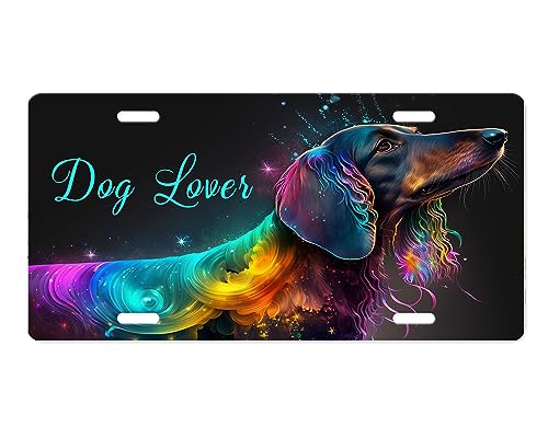 Amazon.com: Dog Vanity Aluminum Front License Plate (Dog Lover Neon Dog ...