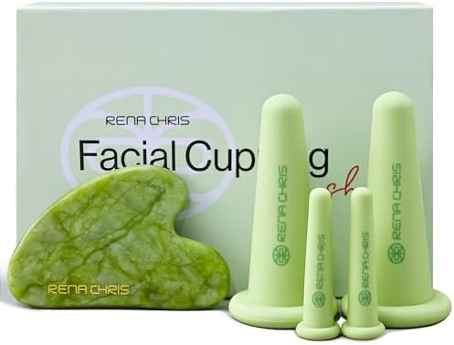 Amazon.com : Rena Chris Facial Cupping Set & Gua Sha Facial Tool - Silicone Cupping Set & Jade ...