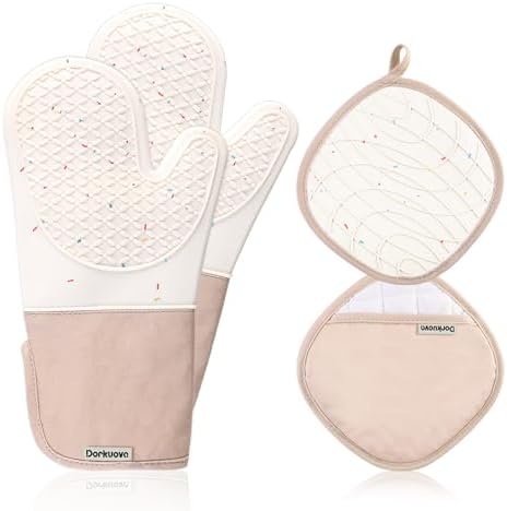 Amazon.com: Didaey Set of 2 Silicone Oven Mitts Waterproof Shell Oven ...