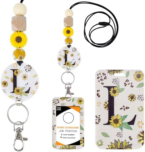Amazon.com : Personalized Sunflower Lanyards for ID Badges - Flower ...