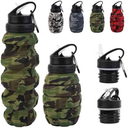 KUNHANG Collapsible Travel Water Bottle, Reuseable Silicone Foldable ...