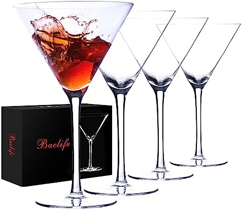 Amazon.com | Handblown Crystal Martini Glasses Set of 4-9.5 oz Coupe ...
