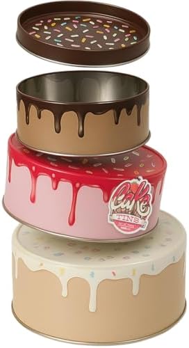 SPOTTED DOG GIFT COMPANY Cake Tin Storage Set of 3, Round Nesting Cake ...
