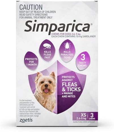 Simparica Trio Flea, Tick and Worming Chews for Dogs 5.1-10 kg, Orange ...