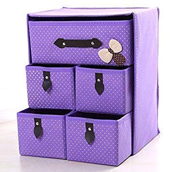 EASYDEX 3 Layers 5 Drawers Foldable Collapsible Cloth Cosmetics Cabinet ...