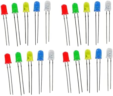 Buy UNIVERSAL HUB Colorful Pack of 100 5mm LED Light Bulbs with White ...