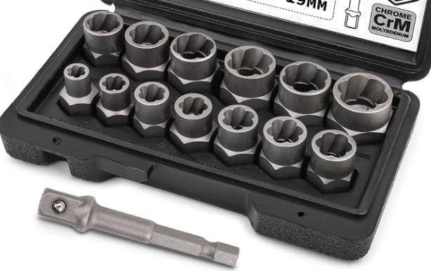 15Pcs Nut & Bolt Grip Extractor Socket Set Impact Bolt Nut Remover, Nut ...