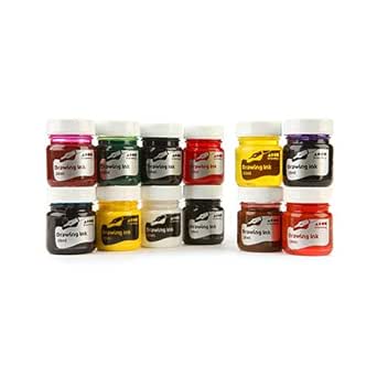 Brian Clegg AK16 Drawing Ink, Assorted Standard Colours, 12 x 28ml ...