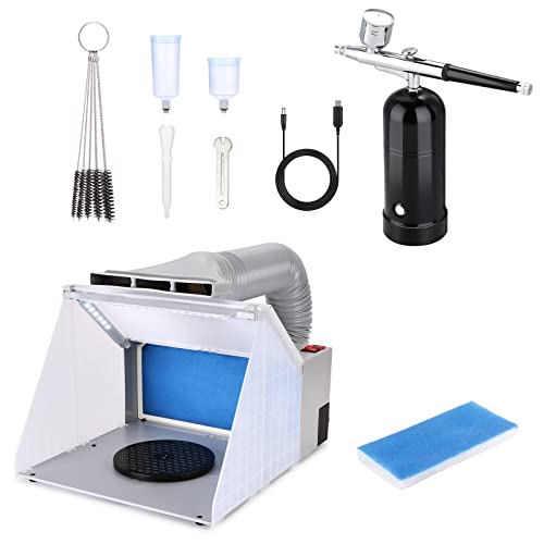 AGPTEK Rerchargeable Airbrush Kit Bundle with Spary Booth Kit, - Want It All