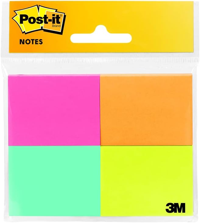 Amazon.com : Post-it Notes, 1 3/8" x 1 7/8", Electric Glow Collection ...