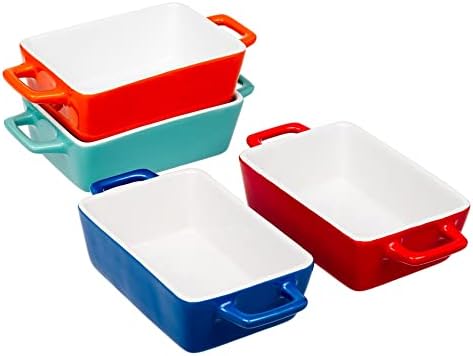 Invero® 4x Set of Mini Stoneware Rectangular Coloured Small Oven to ...