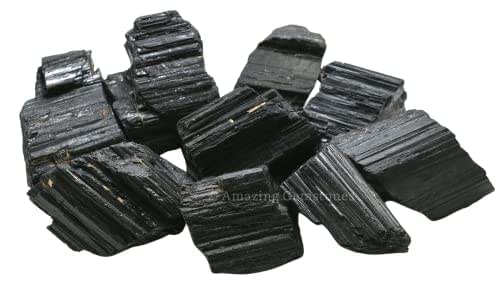 Amazon.com: Black Tourmaline Crystals Rough Stone in Bulk, 1lb Large ...