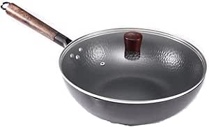 Amazon.com: Cast Iron Thick Bottom Frying Pan Cooking Pot Lid Induction ...