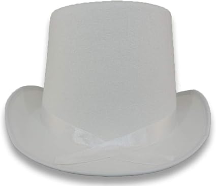 Amazon.com: White Permafelt Top Hat With Ribbon Accents : Clothing ...
