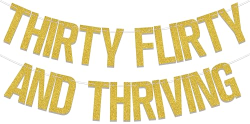 Amazon.com: Gold Thirty Flirty And Thriving Banner, 13 Going On 30 ...