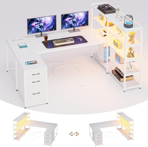 Amazon.com: SEDETA L Shaped Computer Desk, Reversible U Shaped Home ...