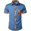 ZEROYAA Men's African Printed Patchwork Design Short Sleeve Button up ...