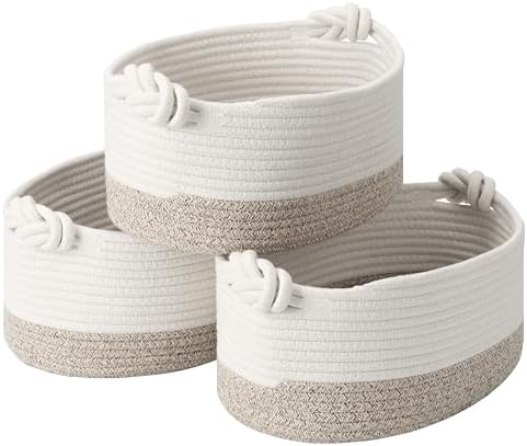 Amazon.com: Set Of Three Cotton Rope Baskets for Storage | Diaper ...