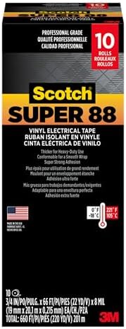 3M Scotch Super 88 Vinyl Electrical Tape, -18 to 105 Degree C, 10000 mV ...