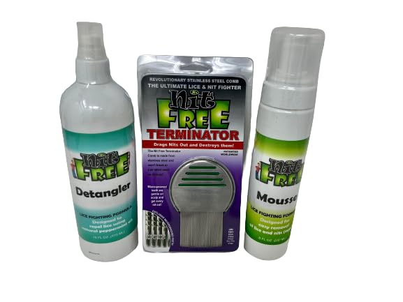 Amazon.com: Nit Free 3 Pack Kit - Terminator Comb, Mousse 8oz ...