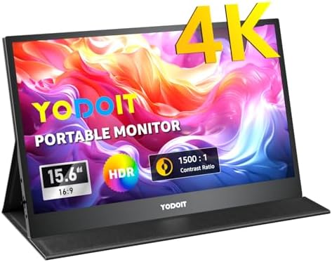 Yodoit Portable Monitor 15.6" 4K UHD Monitor Screen IPS Display with ...