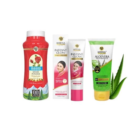 MEENA ELEMENTS Khaki Powder 180gm x1, Aloe Vera 60gm+10gm (free) x1 ...