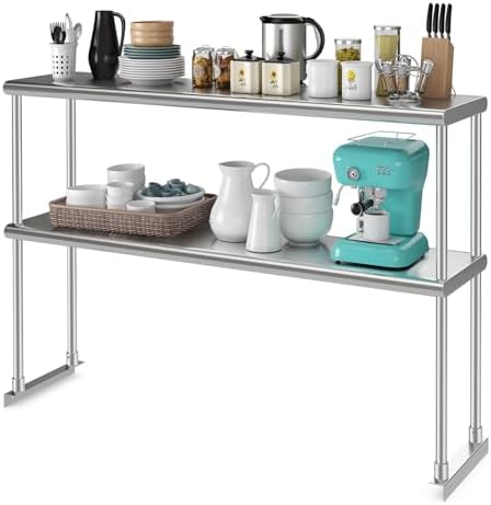 TANGZON Stainless Steel Double Overshelf, 36/48x12 Inch Heavy Duty ...
