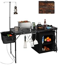 Amazon.com: REDCAMP Portable Camping Kitchen Table with Sink, 4ft ...