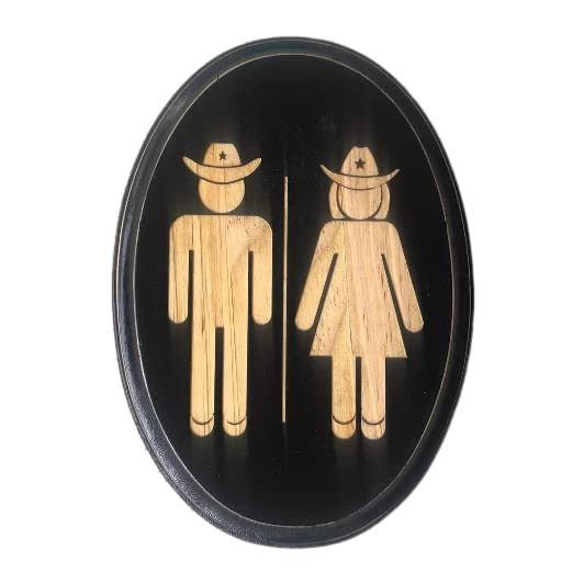 Amazon.com: COWBOY and COWGIRL Hat Bathroom Plaque Wooden Sign Restroom ...