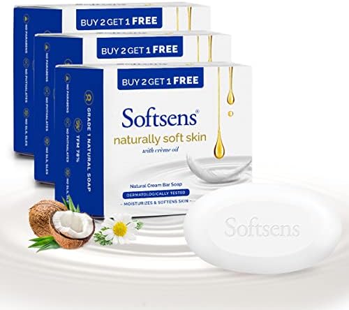 Softsens Soft Skin Natural Cream Soap Bar With Creme Oil Made with 100% ...